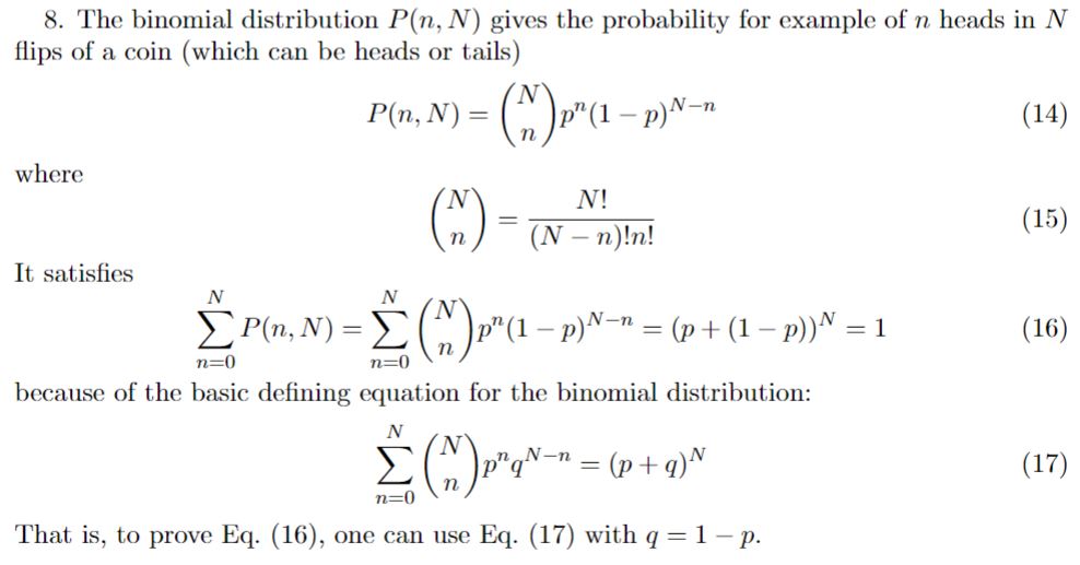 Solved 8. The binomial distribution P(n,N) gives the | Chegg.com