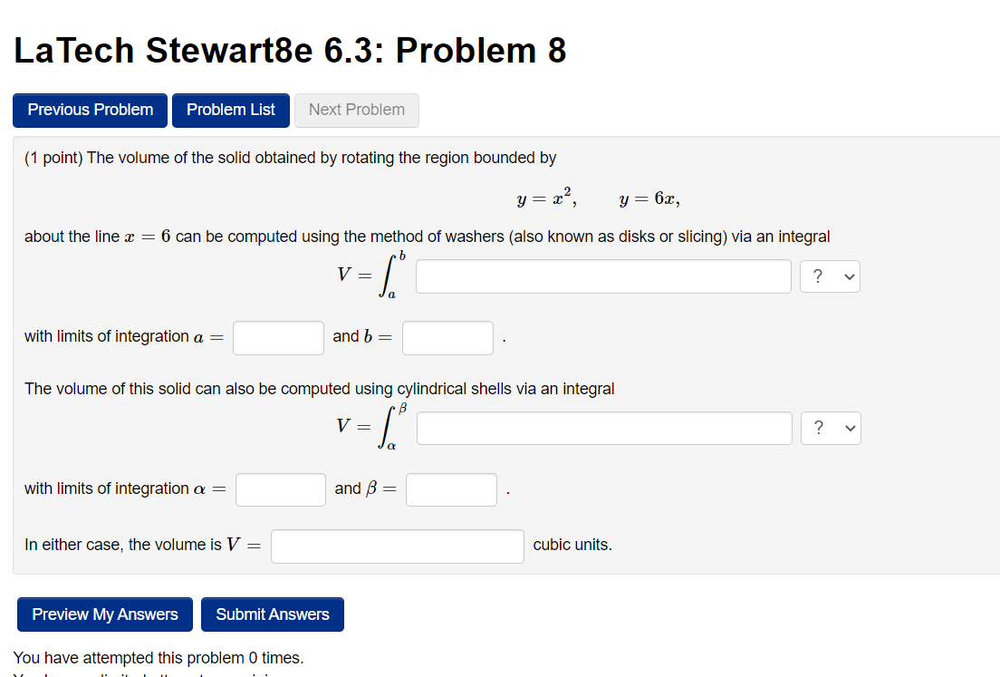 Solved La Tech Stewart8e 6.3: Problem 8 Previous Problem | Chegg.com