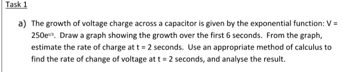 Solved Task 1 a) The growth of voltage charge across a | Chegg.com