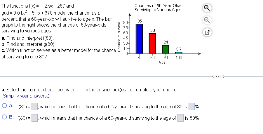 Solved The functions f(x)=−2.9x+287 and g(x)=0.01x2−5.1x+370 | Chegg.com