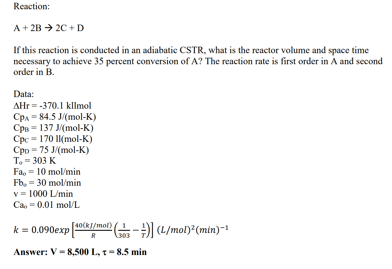 Solved Reaction: A + 2B → 2C + D If this reaction is | Chegg.com