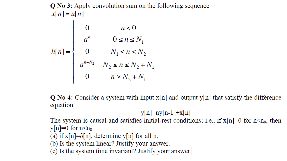 Solved Q No 3 Apply Convolution Sum On The Following 