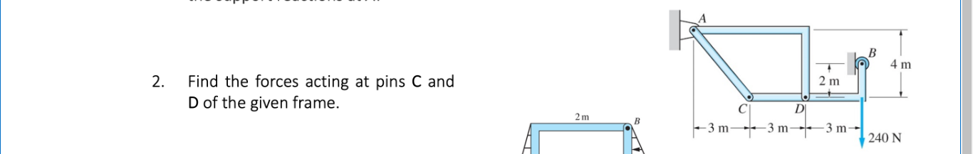 Solved 2. Find the forces acting at pins C and D of the | Chegg.com