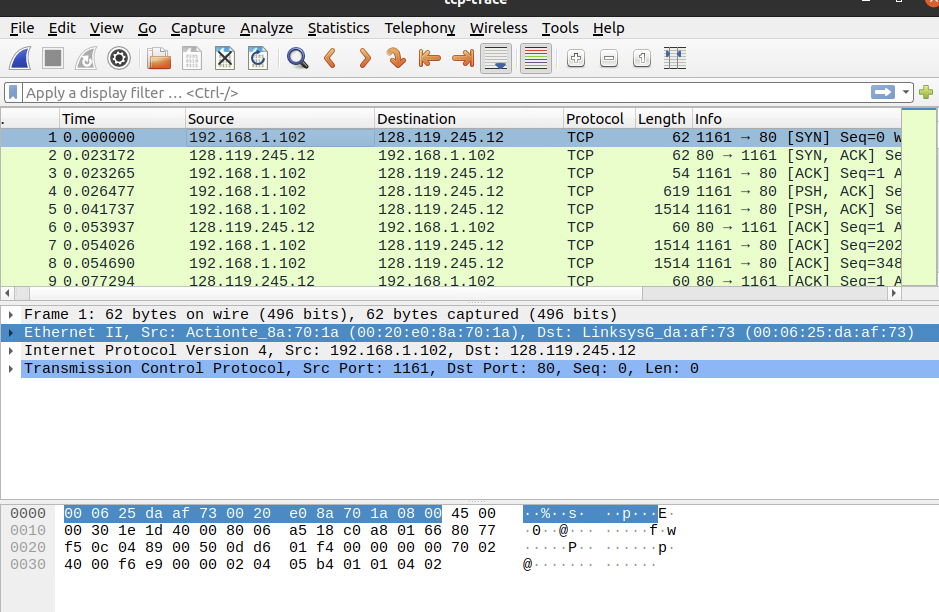 Solved c. What is the sequence number of the TCP SYN segment | Chegg.com