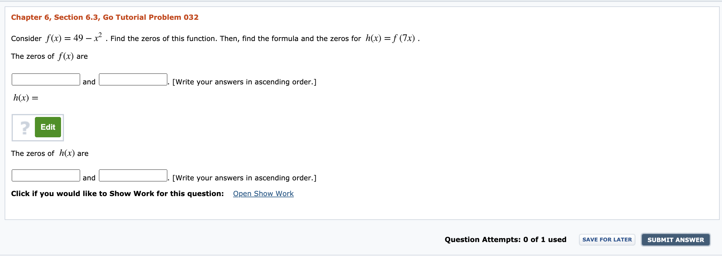 Solved Chapter 6, Section 6.3, Go Tutorial Problem 032 | Chegg.com