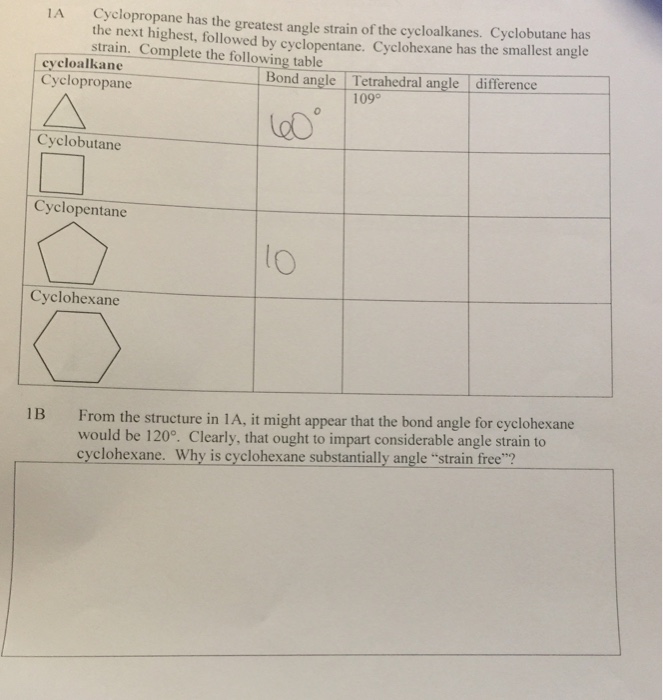 Solved A Cyclopropane has the greatest angle strain of the | Chegg.com