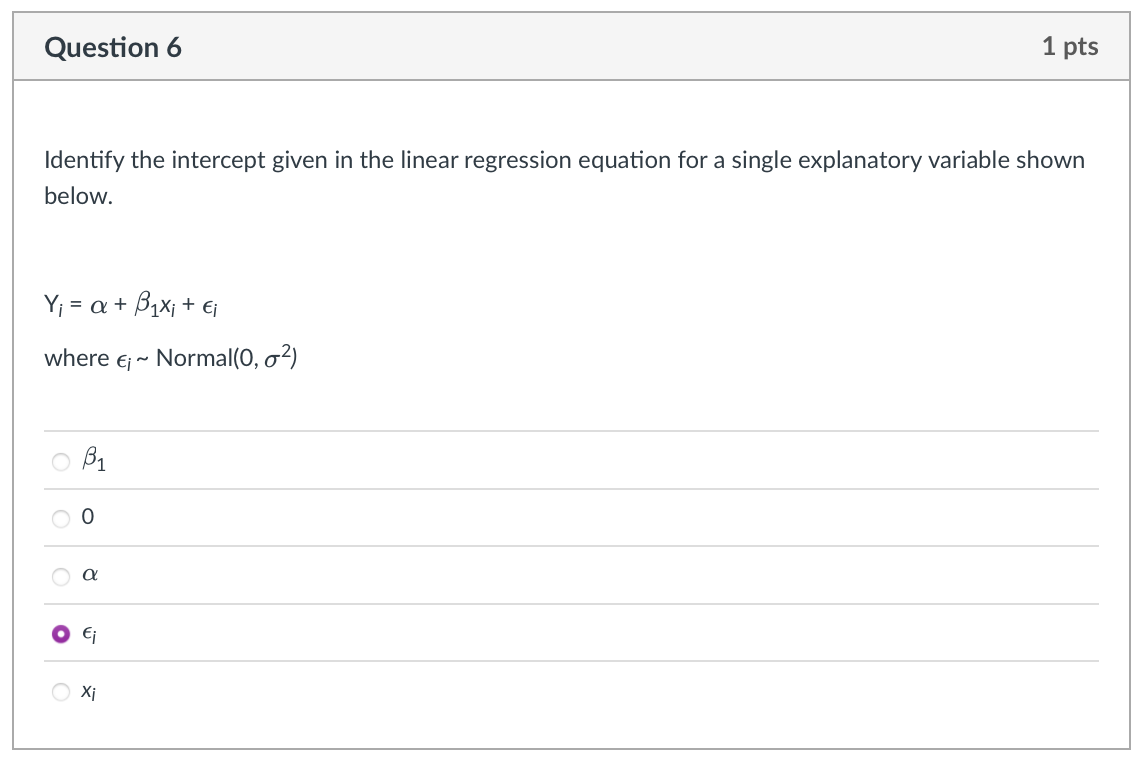 Solved Question 6 1 pts Identify the intercept given in the | Chegg.com