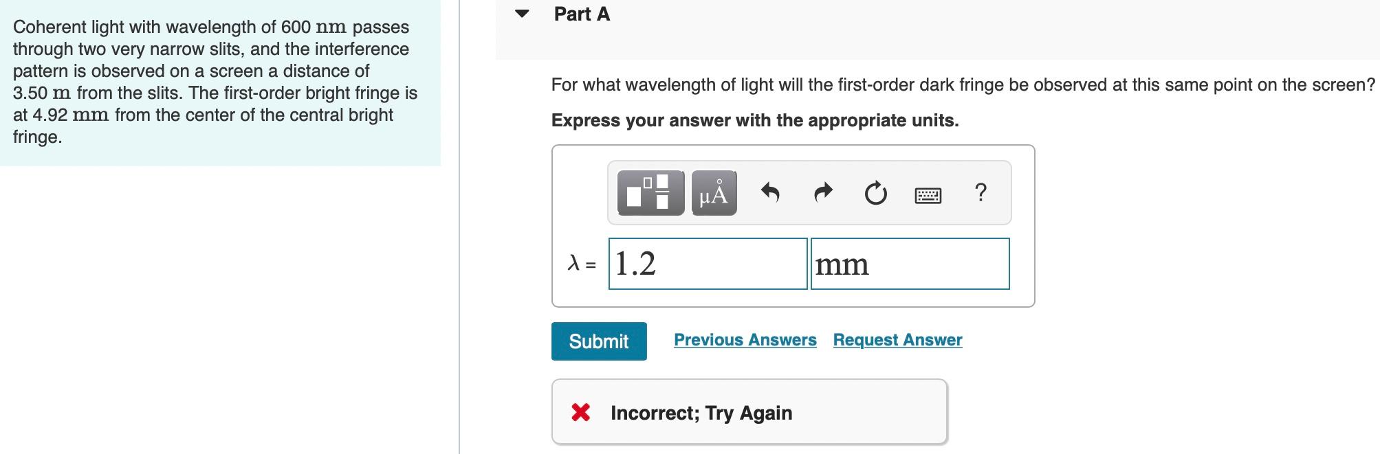Solved Coherent light with wavelength of 600 nm passes | Chegg.com