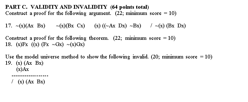 PART C. VALIDITY AND INVALIDITY (64 points total) | Chegg.com