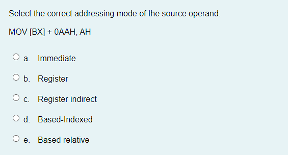 Solved Select the correct addressing mode of the source | Chegg.com