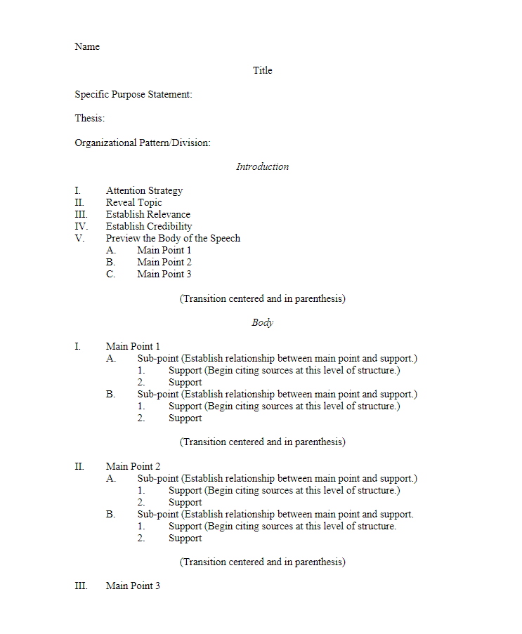 Name Title Specific Purpose Statement: Thesis: | Chegg.com
