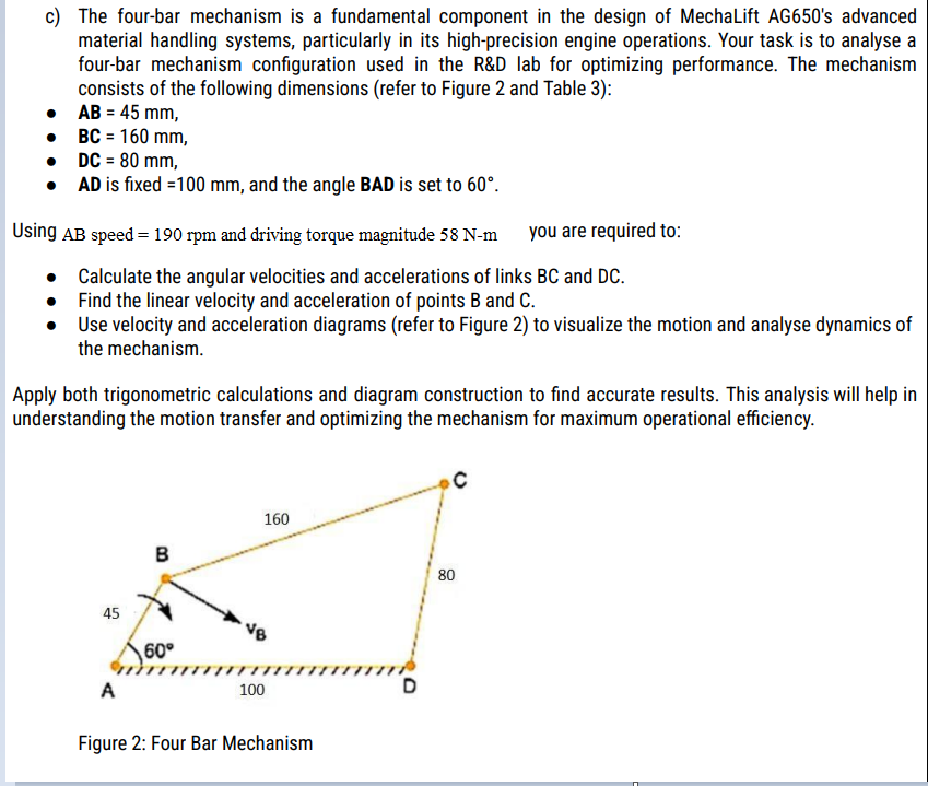 Solved The four-bar mechanism is a fundamental component in | Chegg.com