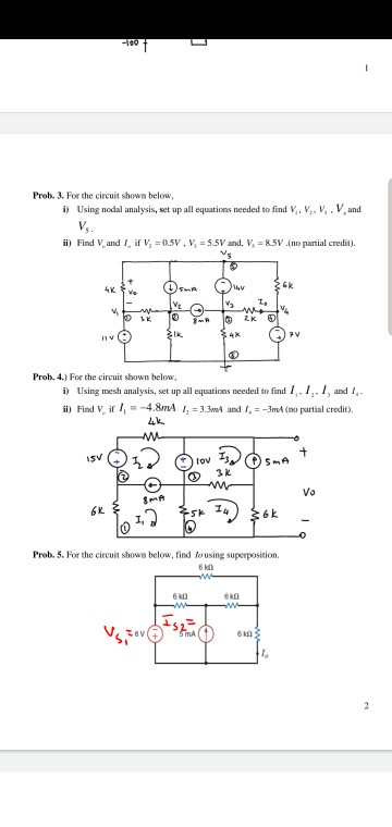Solved 2001 Prob. 3. For the circuit shown below, i) Using | Chegg.com