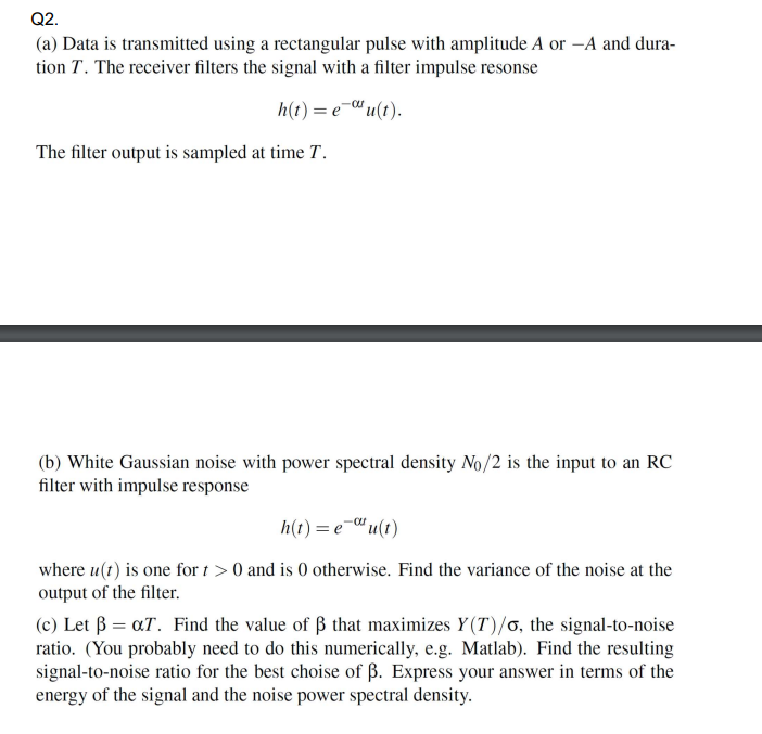 Solved (a) Data is transmitted using a rectangular pulse | Chegg.com