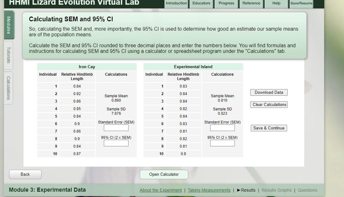 Solved HAMI Lizard Evolution Virtual Lab Introduction | Chegg.com