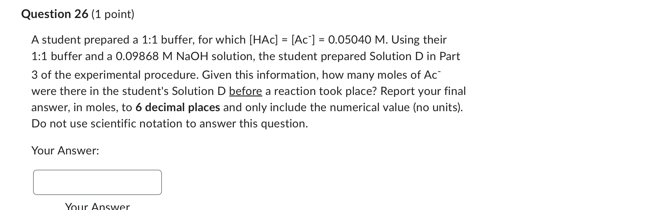 Solved A student prepared a 1:1 buffer, for which | Chegg.com