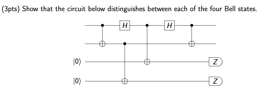 Solved (3pts) Show that the circuit below distinguishes | Chegg.com