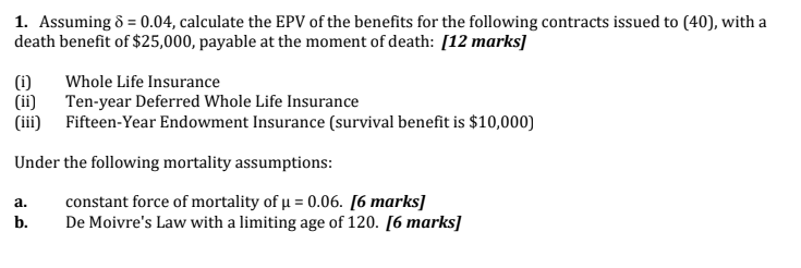 1. Assuming 8 = 0.04, calculate the EPV of the | Chegg.com