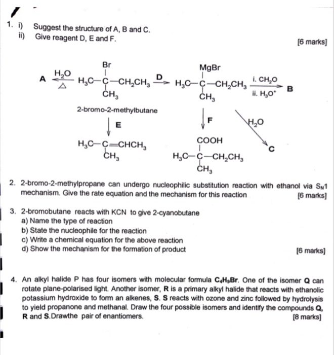 Solved 1. Suggest the structure of A, B and C i) Give | Chegg.com