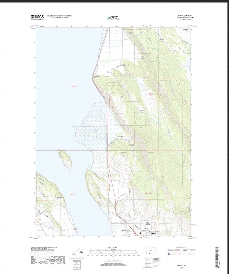 1. Locate Modoc Point on the topographic map. It is | Chegg.com