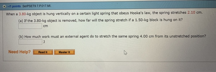Solved O -11 points SerPSET9 7 P.017.M When a 3.80-kg object | Chegg.com