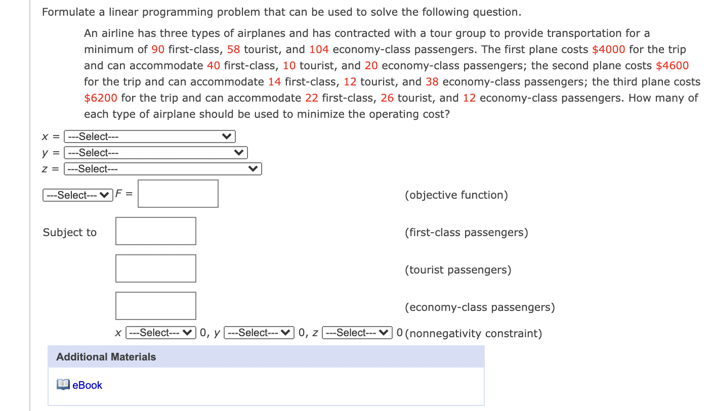 Solved Formulate a linear programming problem that can be | Chegg.com