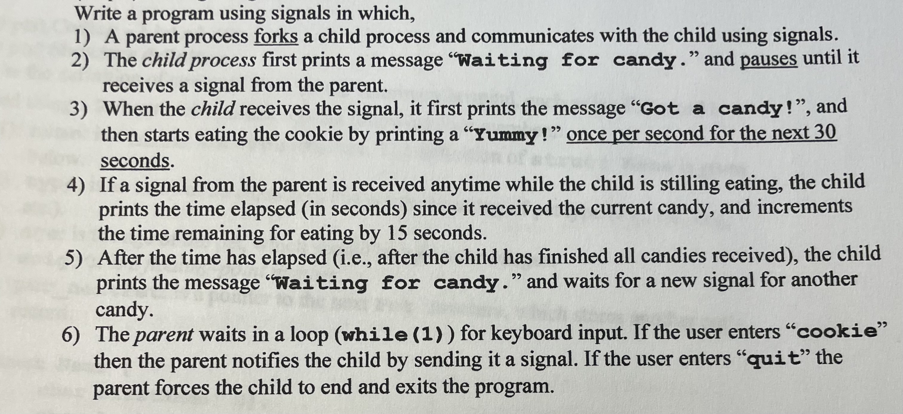 Solved Write a program using signals in which, 1) A parent | Chegg.com