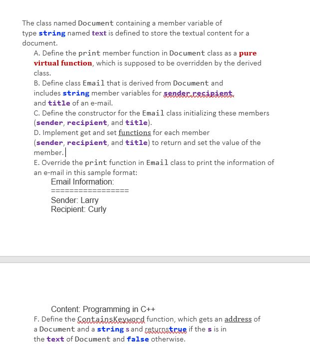The class named Document containing a member variable | Chegg.com