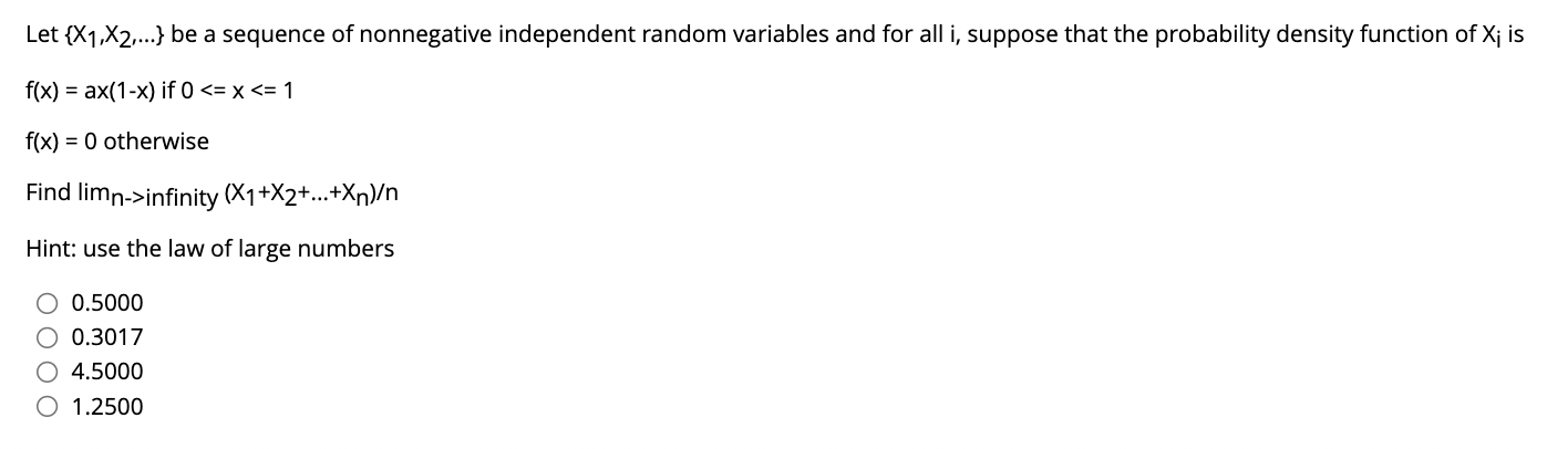 Solved Let {X1,X2,…} be a sequence of nonnegative | Chegg.com