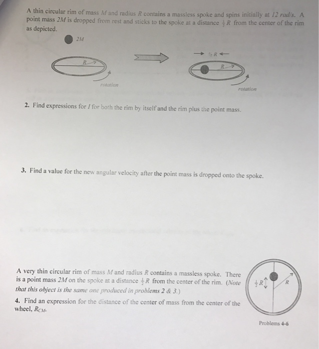 Solved A thin circular rim of mass and radius R contains a | Chegg.com