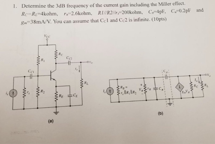 Solved 1. Determine the 3dB frequency of the current gain | Chegg.com