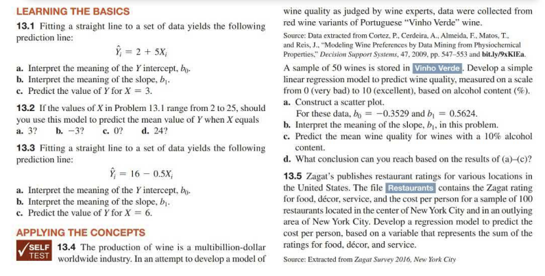 Solved LEARNING THE BASICS 13.1 Fitting a straight line to a | Chegg.com