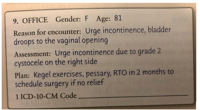Solved 9. OFFICE Gender: F Age: 81 Reason for encounter: | Chegg.com