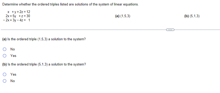 Solved Determine whether the ordered triples listed are | Chegg.com