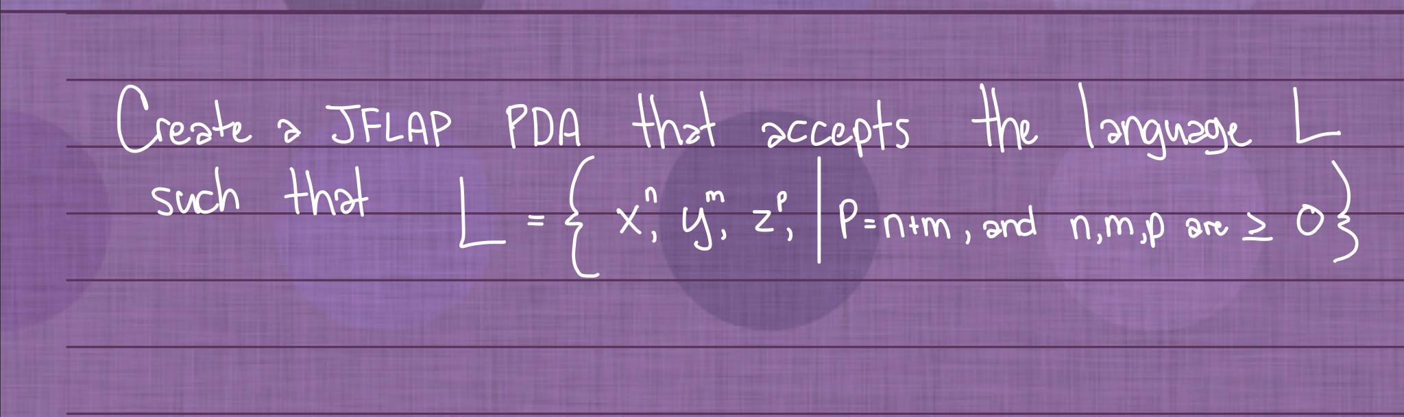 Solved Create a JELAP PDA that accepts the language L L such | Chegg.com