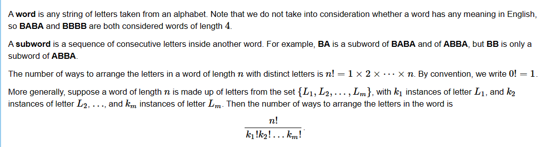Solved A word is any string of letters taken from an | Chegg.com