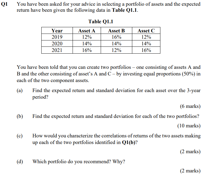 Solved Q1 ﻿You have been asked for your advice in selecting | Chegg.com