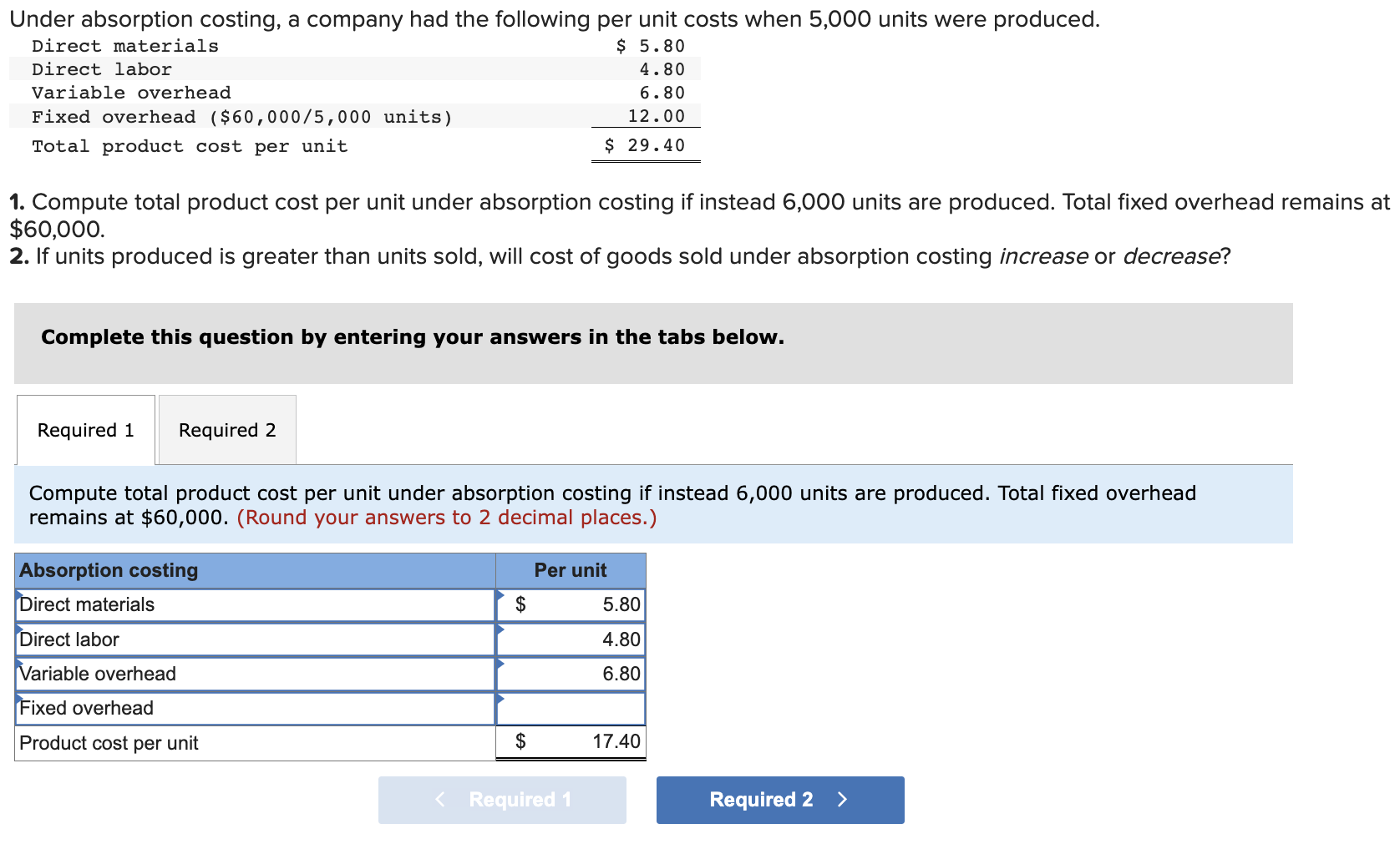 Solved 1. Compute total product cost per unit under | Chegg.com
