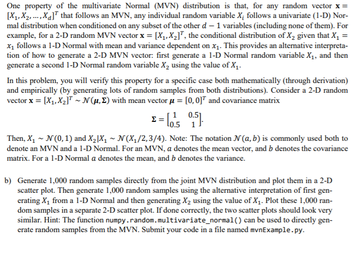 One property of the multivariate Normal (MVN) | Chegg.com