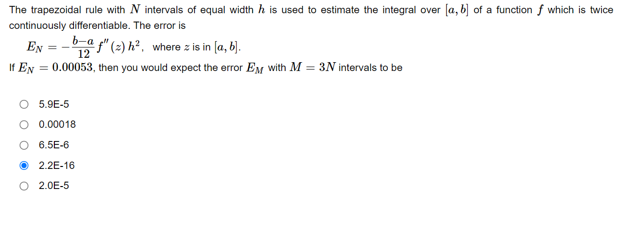 Solved The trapezoidal rule with N intervals of equal width | Chegg.com