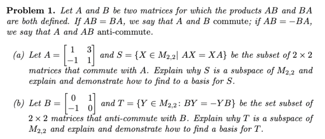 Solved When showing if it is subspace, please show it is | Chegg.com