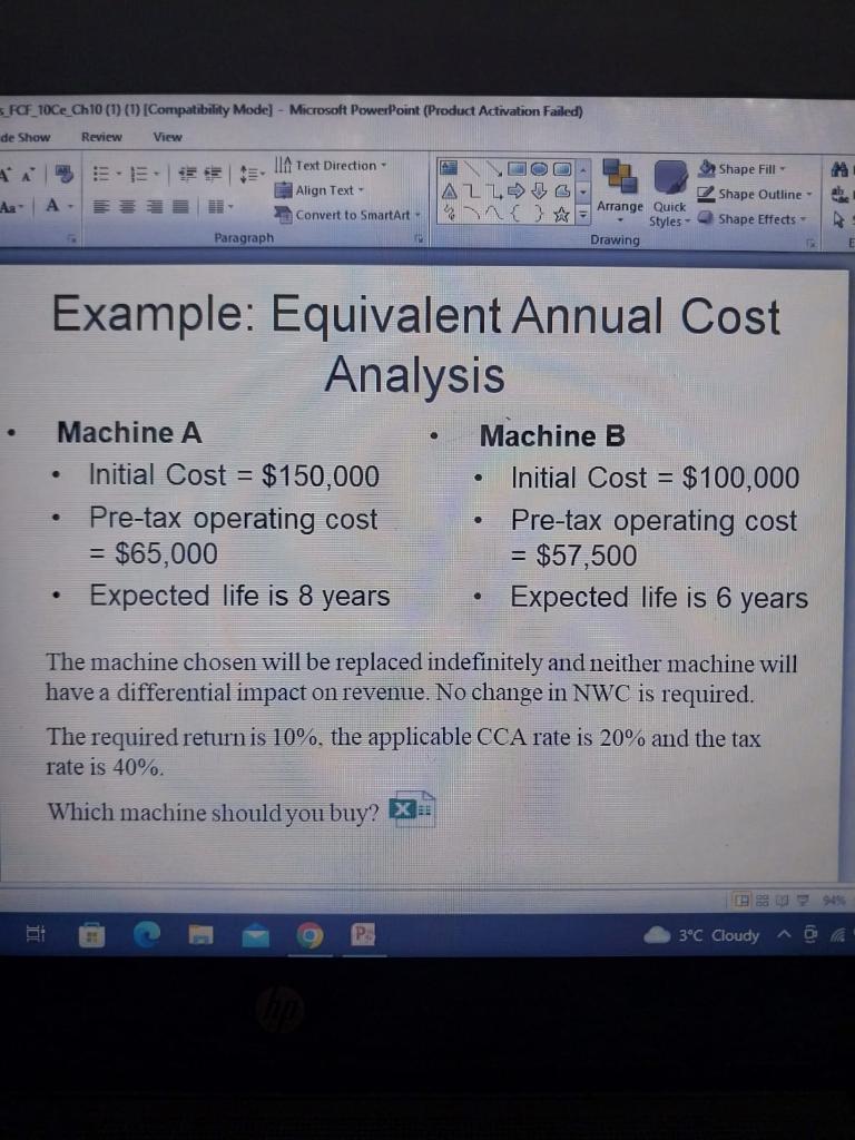 Solved Example: Equivalent Annual Cost Analysis Machine A - | Chegg.com
