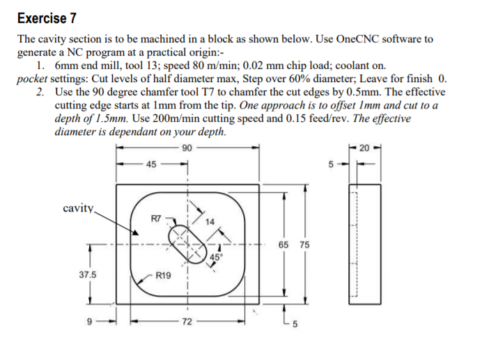 Solved Exercise 7 The cavity section is to be machined in a | Chegg.com
