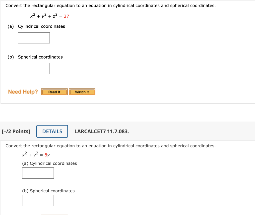 Solved Convert the rectangular equation to an equation in | Chegg.com