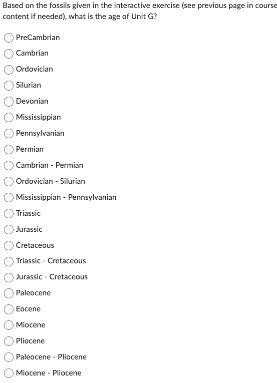 Solved Based on the fossils given in the interactive | Chegg.com