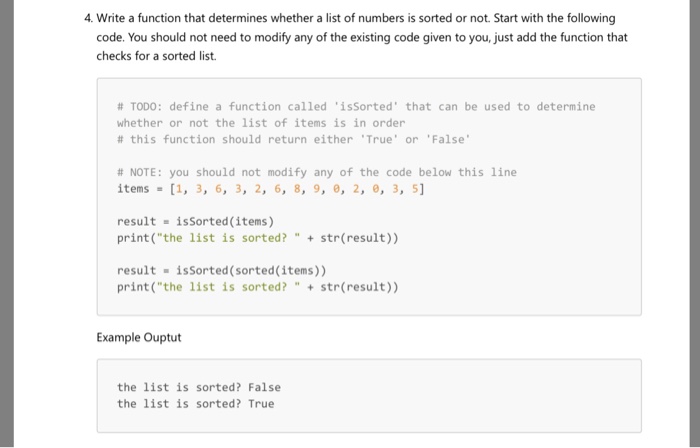 Solved 4 Write a function that determines whether a list of | Chegg.com