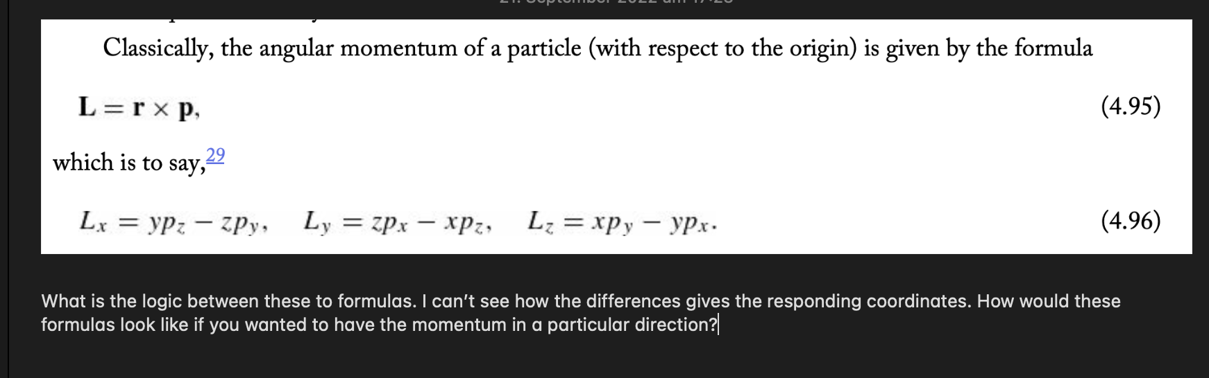 Solved Classically The Angular Momentum Of A Particle With 