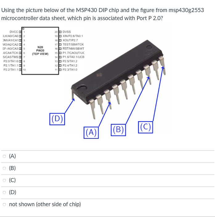 Solved Using the picture below of the MSP430 DIP chip and | Chegg.com