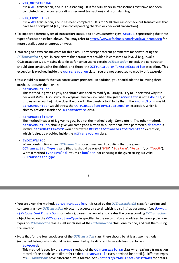 Octopus Card Transaction System (OctopusCard) (120 | Chegg.com