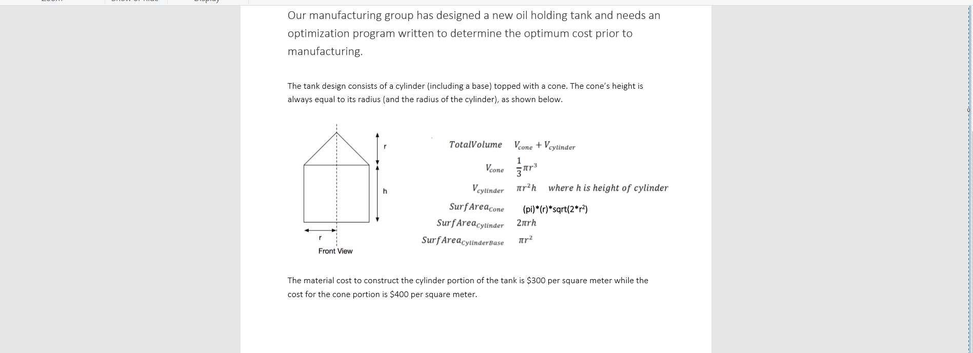 Solved matlab codes. Our manufacturing group has designed a | Chegg.com